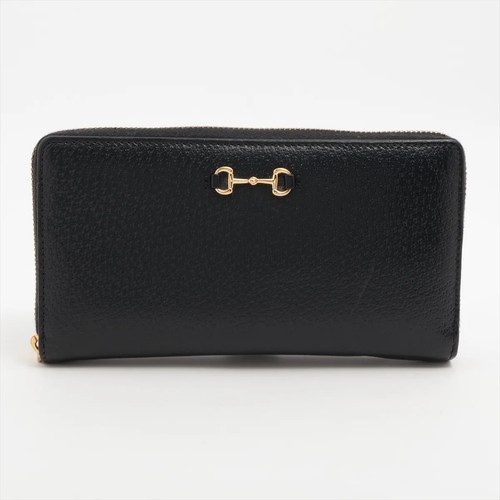 Gucci Horsebit 700484 Leather Zip Round Wallet Black | eBay