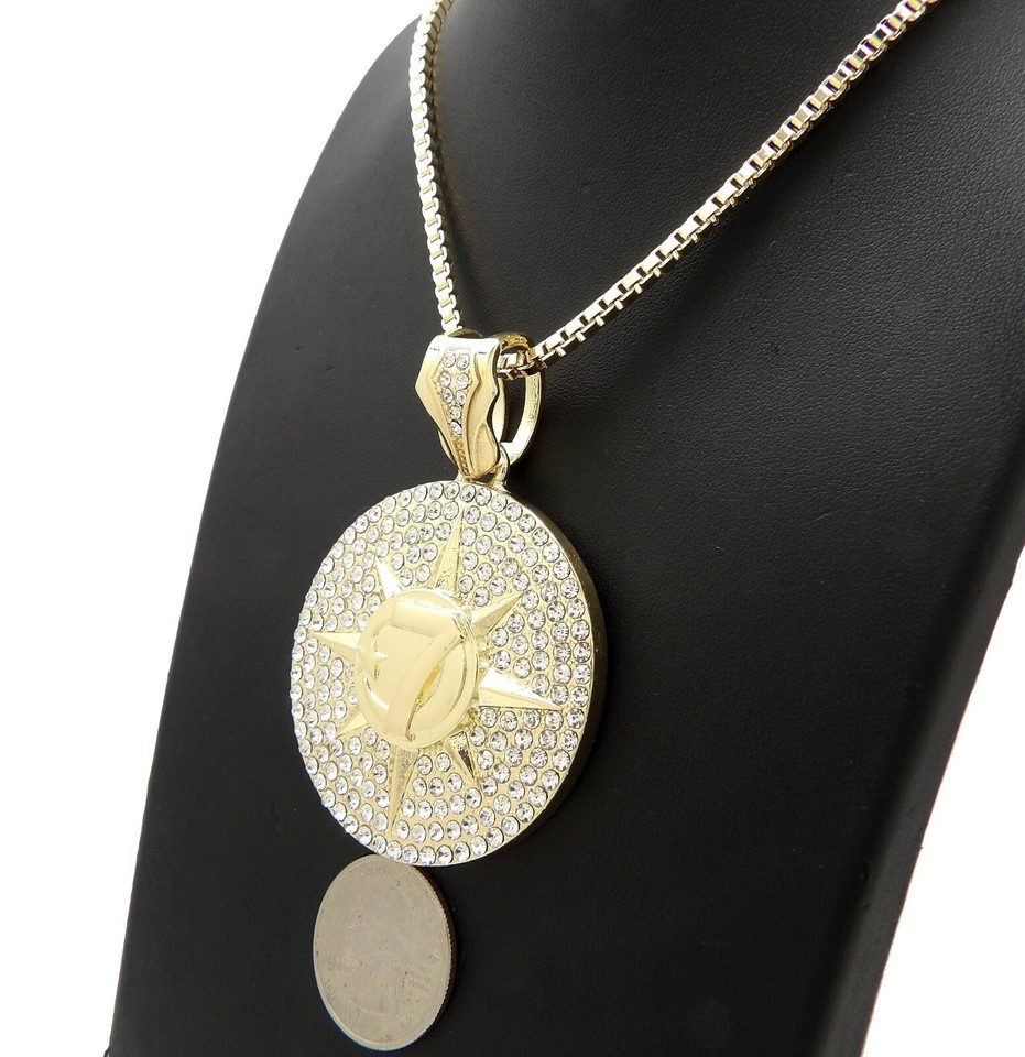 Hip Hop 5 PERCENTER 7 STAR Pendant & Box / Franco / Cuban Chain Bling ...