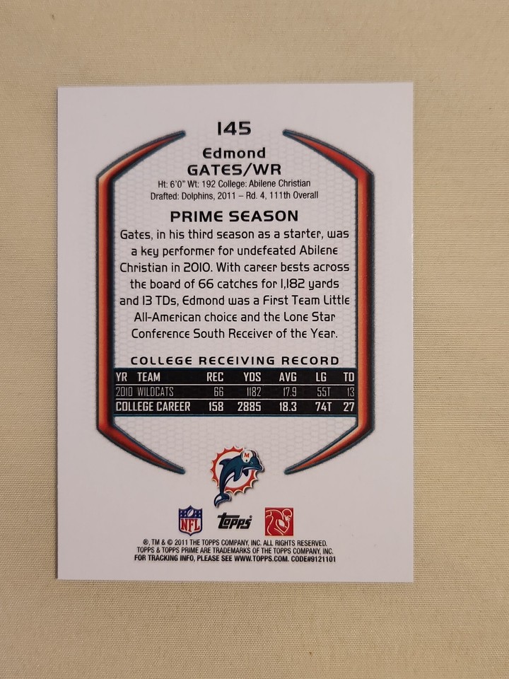 2011 Topps Prime Edmund Gates #145 Rookie RC | eBay