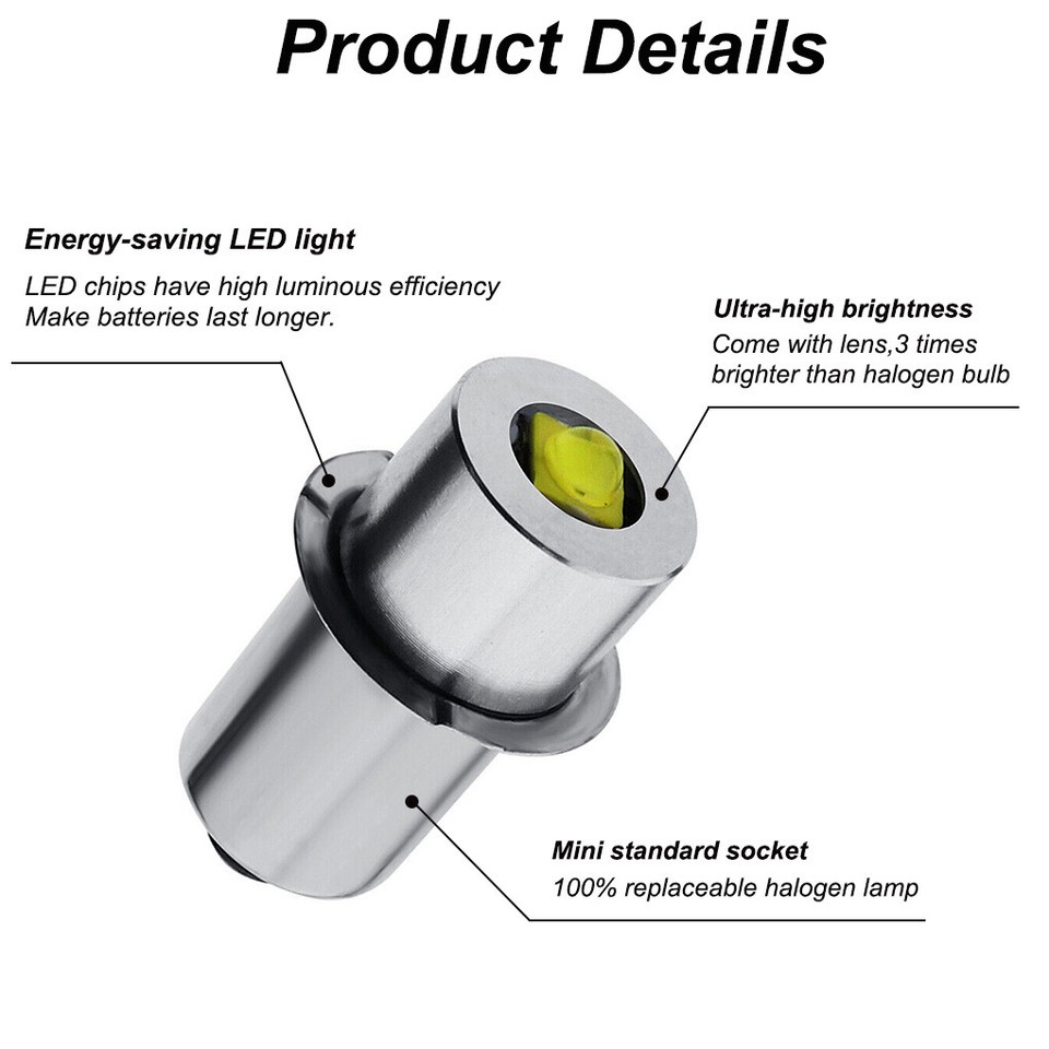 2Pack P13.5S 3W 18V Led Bulb Replace For Ryobi P700 P703 P704 FL1800 ...