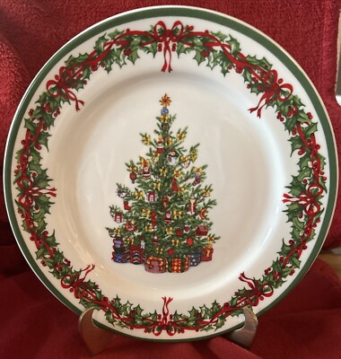 4 Christopher Radko Christmas Tree Salad Plates Holiday Celebrations ...