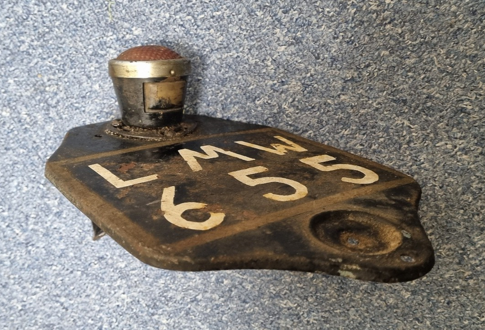 British Motorcycle Rear Number Plate with Pre-War Lamp | eBay UK