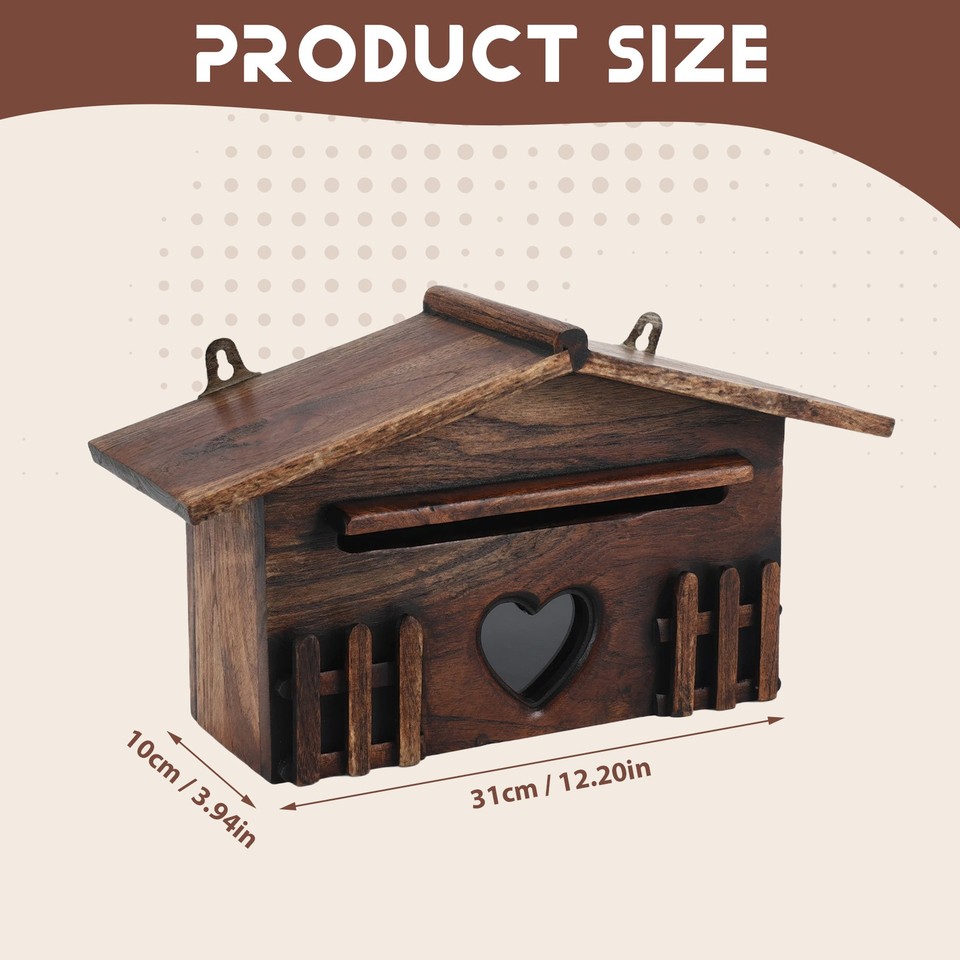 3X(Retro Wooden Post Box Exquisite Mailbox Outdoor Rainproof Suggestion Box7998 | eBay UK