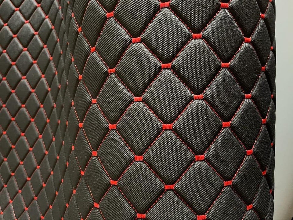 Black/red Diamond Stitch Embossed Fabric Lining Car Upholstery ...