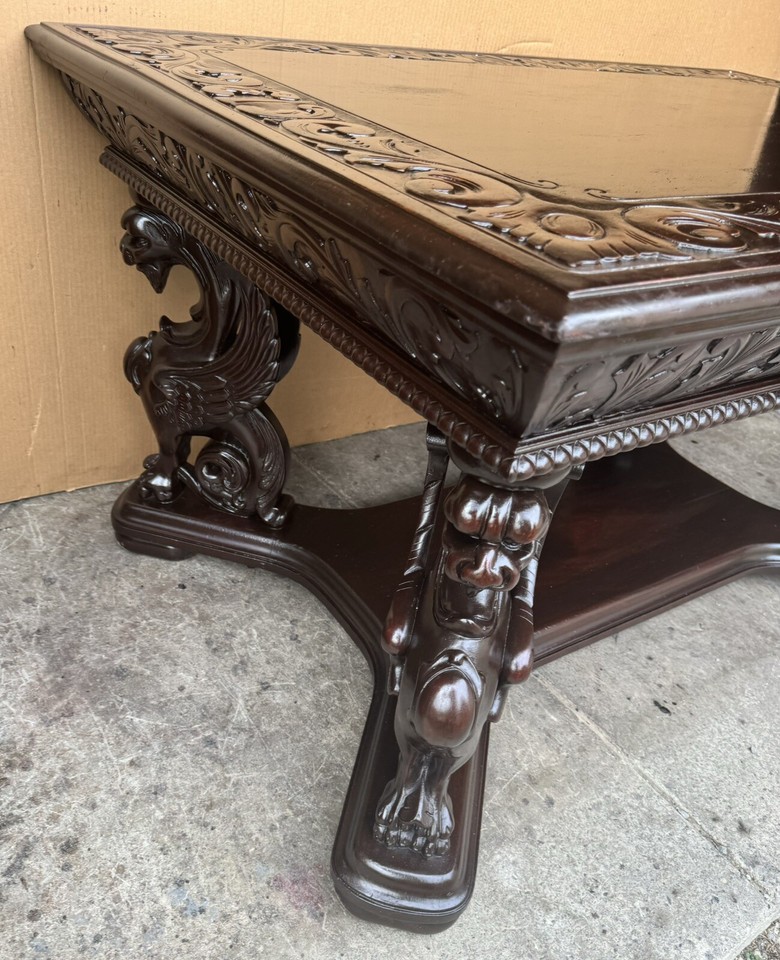 R. J. HORNER CARVED WING GRIFFIN LIBRARY TABLE | eBay