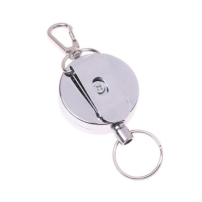 Extendable Metal Key Chain Ring Belt Clip Pull Keyring Id Badge Holder ...