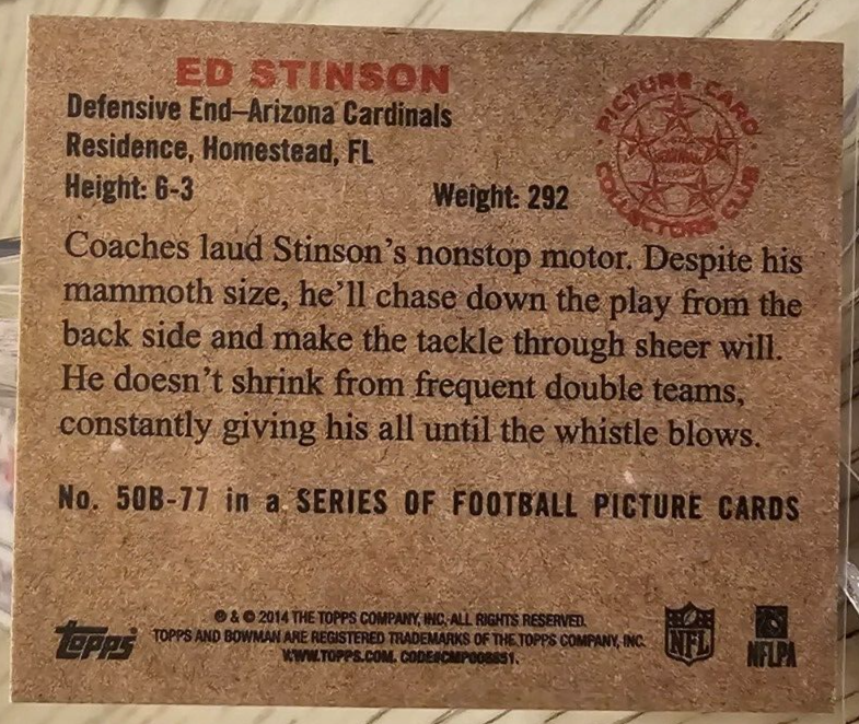 2014 Bowman 1950 Mini Ed Stinson RC #50B-77 Arizona Cardinals | eBay