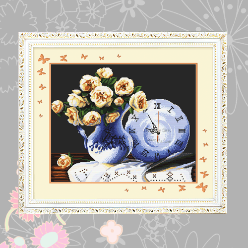 "Flower " 11CT cross stitch Clock kits -72cm*60cm | eBay