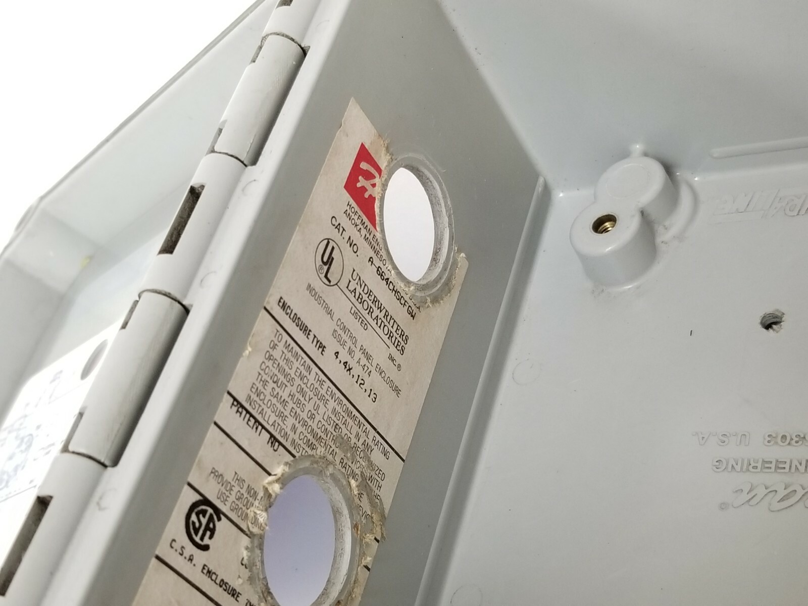 HOFFMANN A-664CHSCFGW ENCLOSURE 6.00X6.00X4.00 ECOLAB CONTROL MASTER JR ...