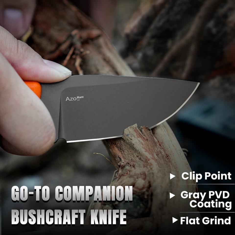 Kizer Hare Clip point Fixed Knife D2 Steel Orange G10 Handle with ...