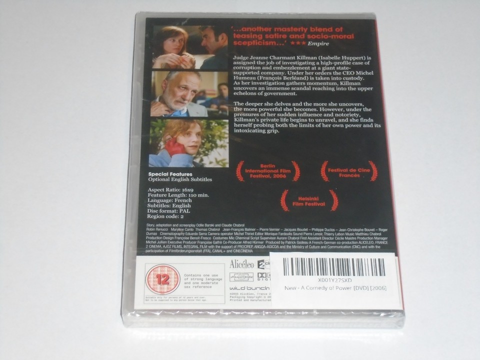 A COMEDY OF POWER DVD New & Sealed Isabelle Huppert Claude Chabrol ...