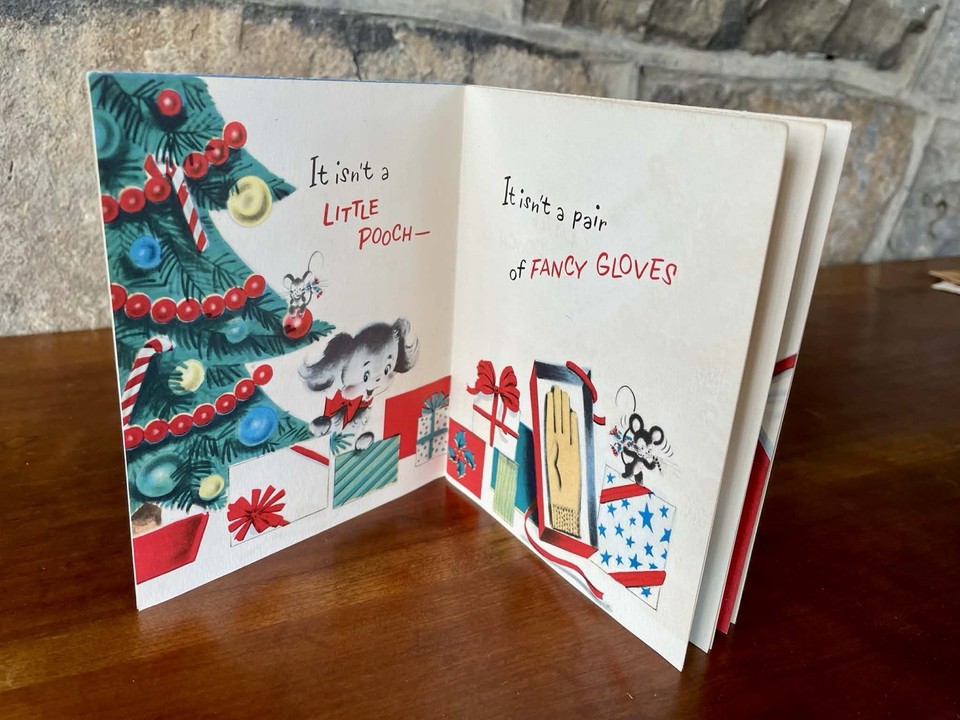 Vintage Norcross Christmas Greeting Card Booklet Mouse Hootch pooch ...