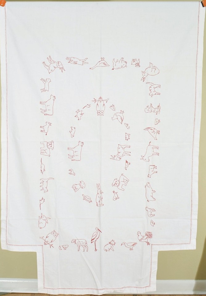 WONDERFUL 1910's / 1920's Redwork Pictorial Summer Spread with Animals ...