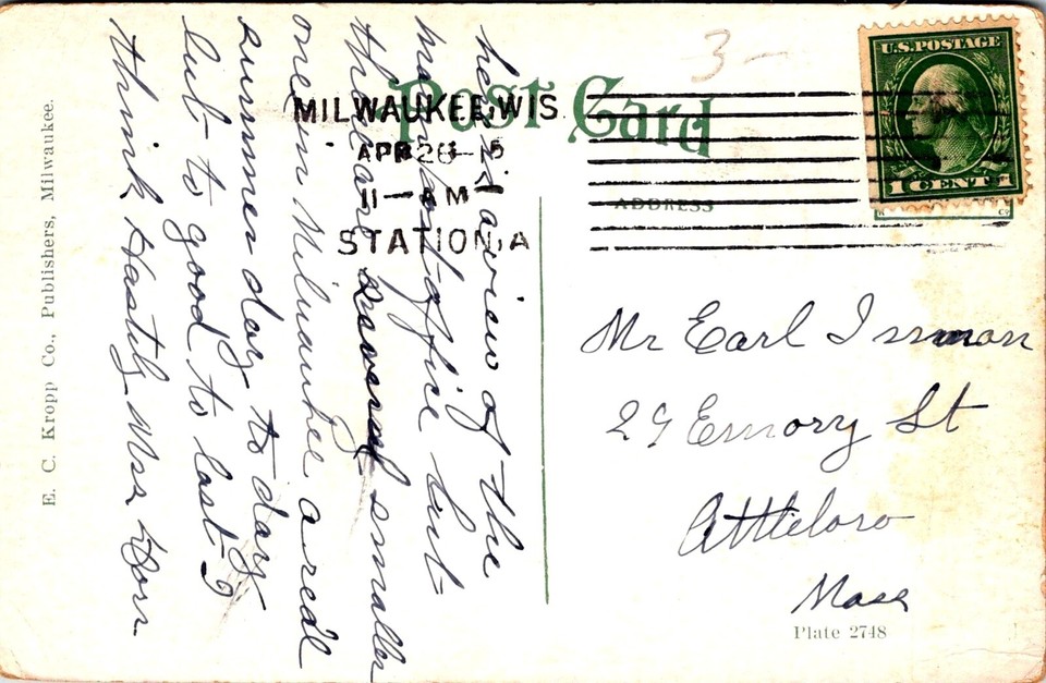 WI Milwaukee, Post Office, Tower, Govt Building, DB Posted 1915 EC ...