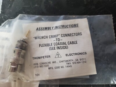 1 pc Trompter PL-20 "Wrench Crimp" BNC to flex cable connector | eBay
