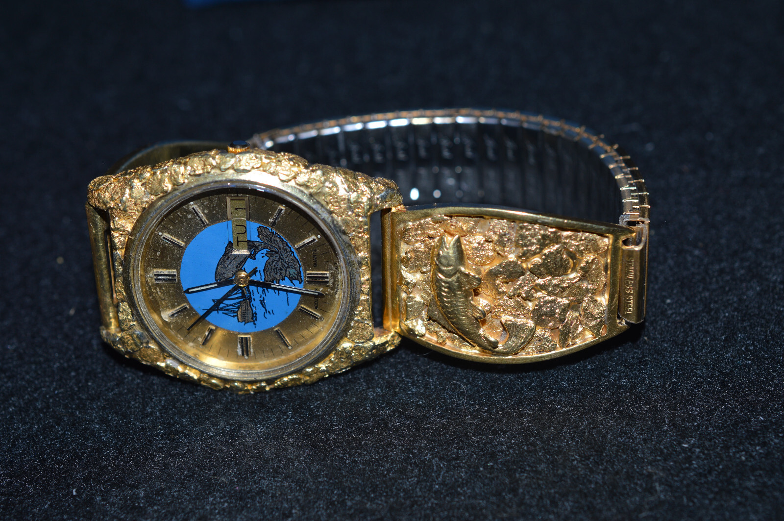 VINTAGE BULOVA SWISS ACCUTRON 80's-90's MAN'S /WATCH/HEAVY NATURAL ...