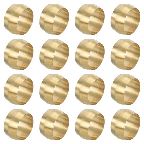 16 Pcs 1/2" ID Brass Compression Sleeve Ferrules Brass Compression ...