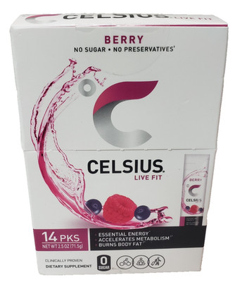 CELSIUS On-the-Go Powder Stick 14 Packs, Zero Sugar Berry, 2.5 Ounce | eBay