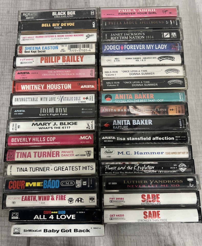Lot Of 33 R&B Soul Cassette Tapes Sade,Anita Baker,Jodeci,Whitney ,Tina ...