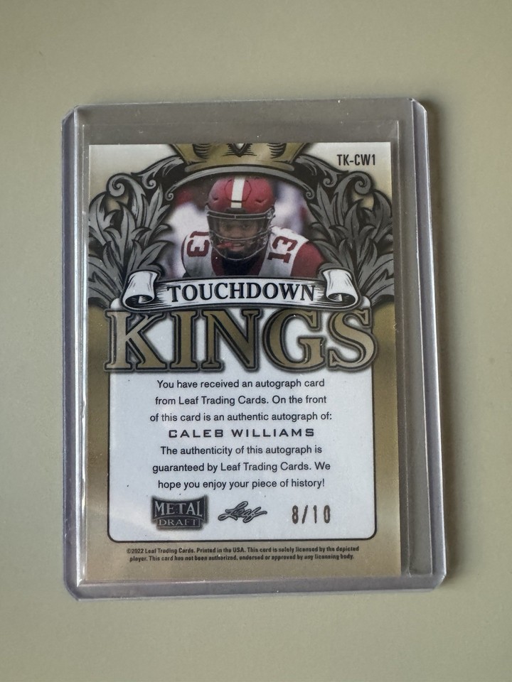 Caleb Williams | Touchdown Kings RWD Auto /10! | Rookie | 2022 Leaf ...