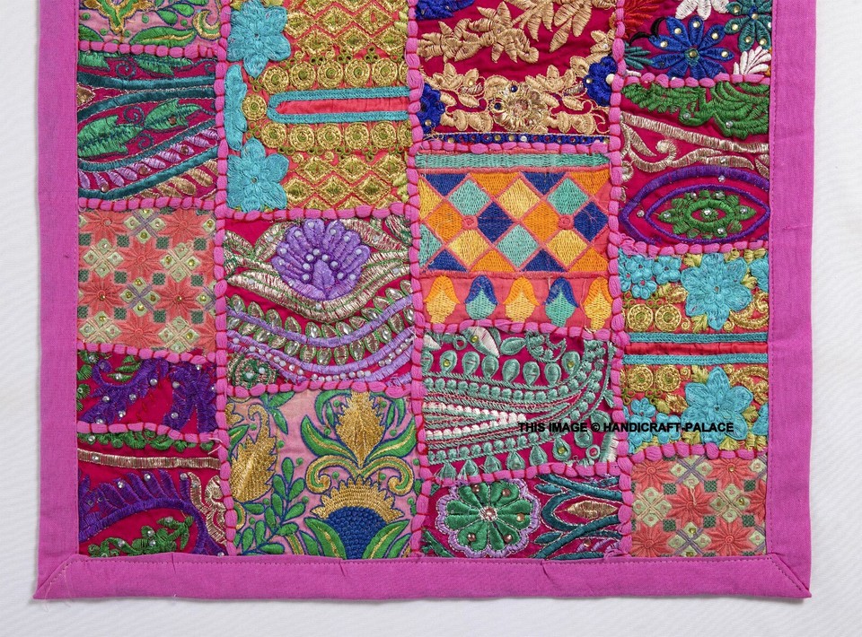 Indian Handmade Vintage Patchwork Table Runner Bohemian Wall Hanging ...