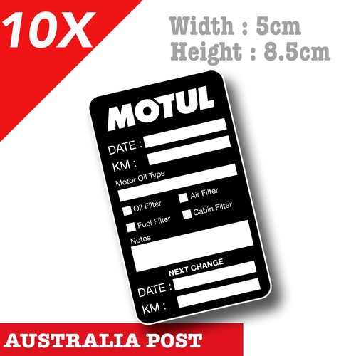 MOTUL Oil Change Service Reminder x10 Stickers , Cars Trucks Van ...