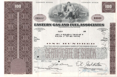 Eastern Gas & Fuel Associates - Original Stock Certificate - 1968 ...