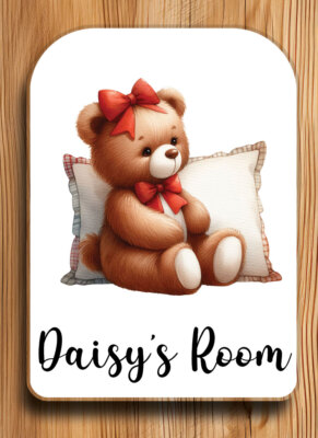 Personalised Christmas Brown Teddy Bear Office Desk Name Plate-Office ...