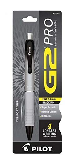 Pilot G2 Pro Retract Gel Pen 0.7mm 1/PK Silver Barrel BLK Ink Office ...