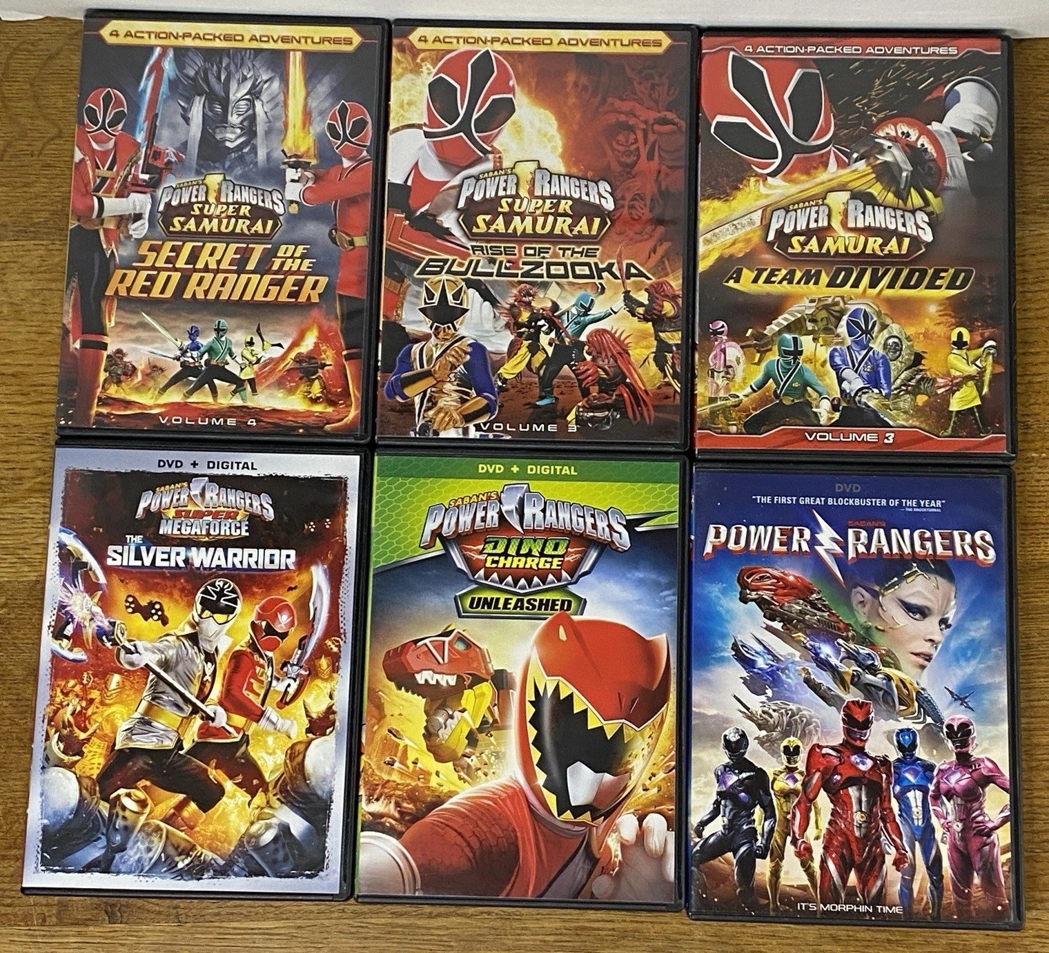 Lot of 6 Power Rangers DVDs Samurai Super Samurai Megaforce Dino Charge ...