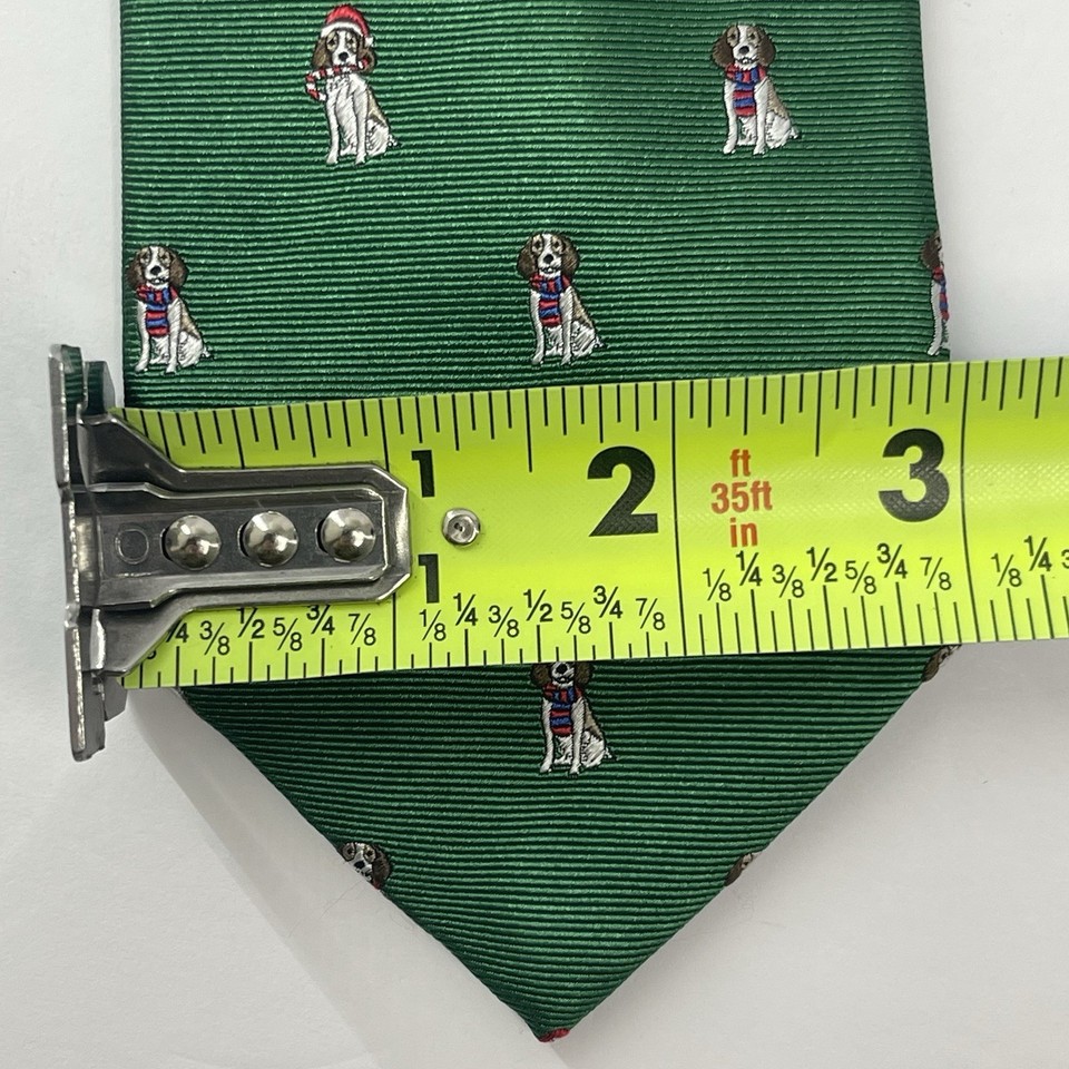 Christmas Tie 100% Silk Dog Santa Hat Scarf Green Skinny 3” x 60 ...