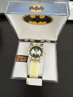 Batman Watch Accutime TM & DC Comics White Silicone Band BAT9004 Glows ...
