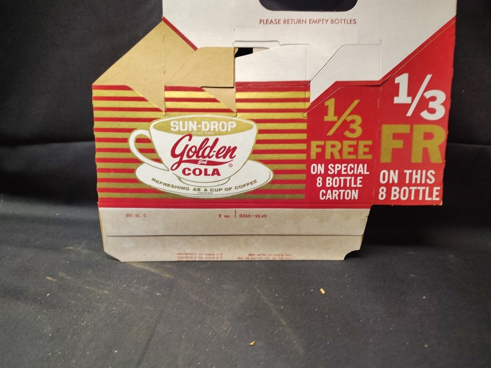Vintage Sundrop Golden Girl Cola 8 Pack Cardboard Carrier New Old Stock ...