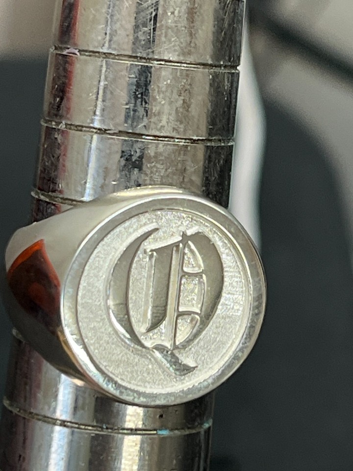 Custom made Letter Q Old English Solid Initial Ring Sterling Silver 925 ...