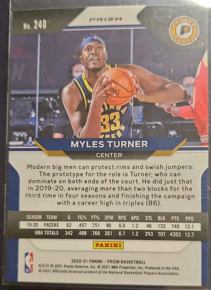 Myles Turner 2020-21 Panini Prizm Red Ruby Wave Prizm #240 | eBay