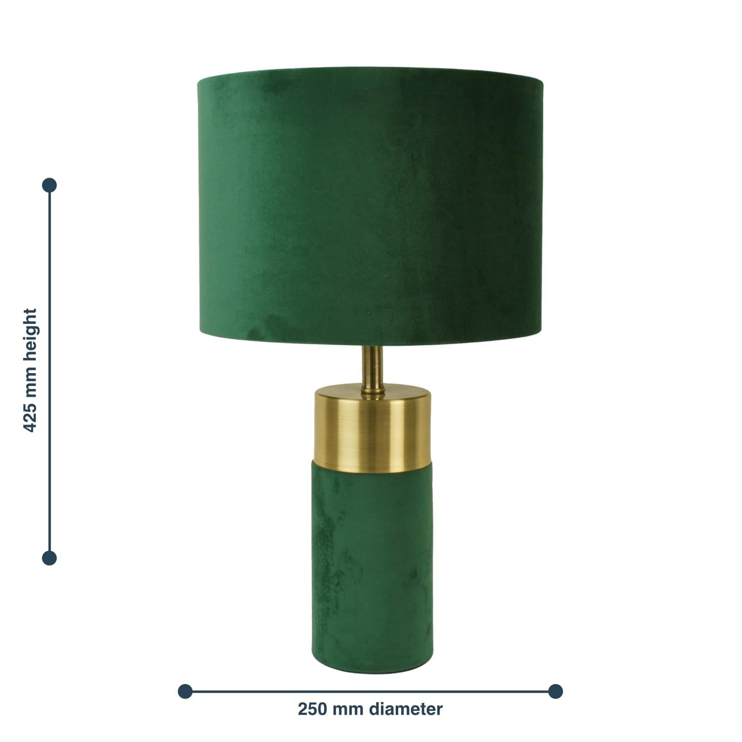Pair of Modern Green Velvet Table Lamp Bedside Lamps Retro Velour ...