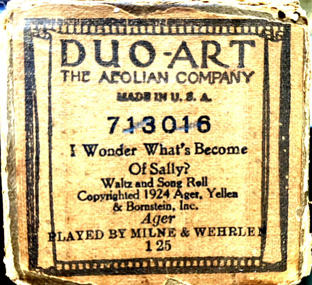 DUO-ART Ager I WONDER WHAT'S BECOME OF SALLY Reproducing Player Piano Roll | eBay