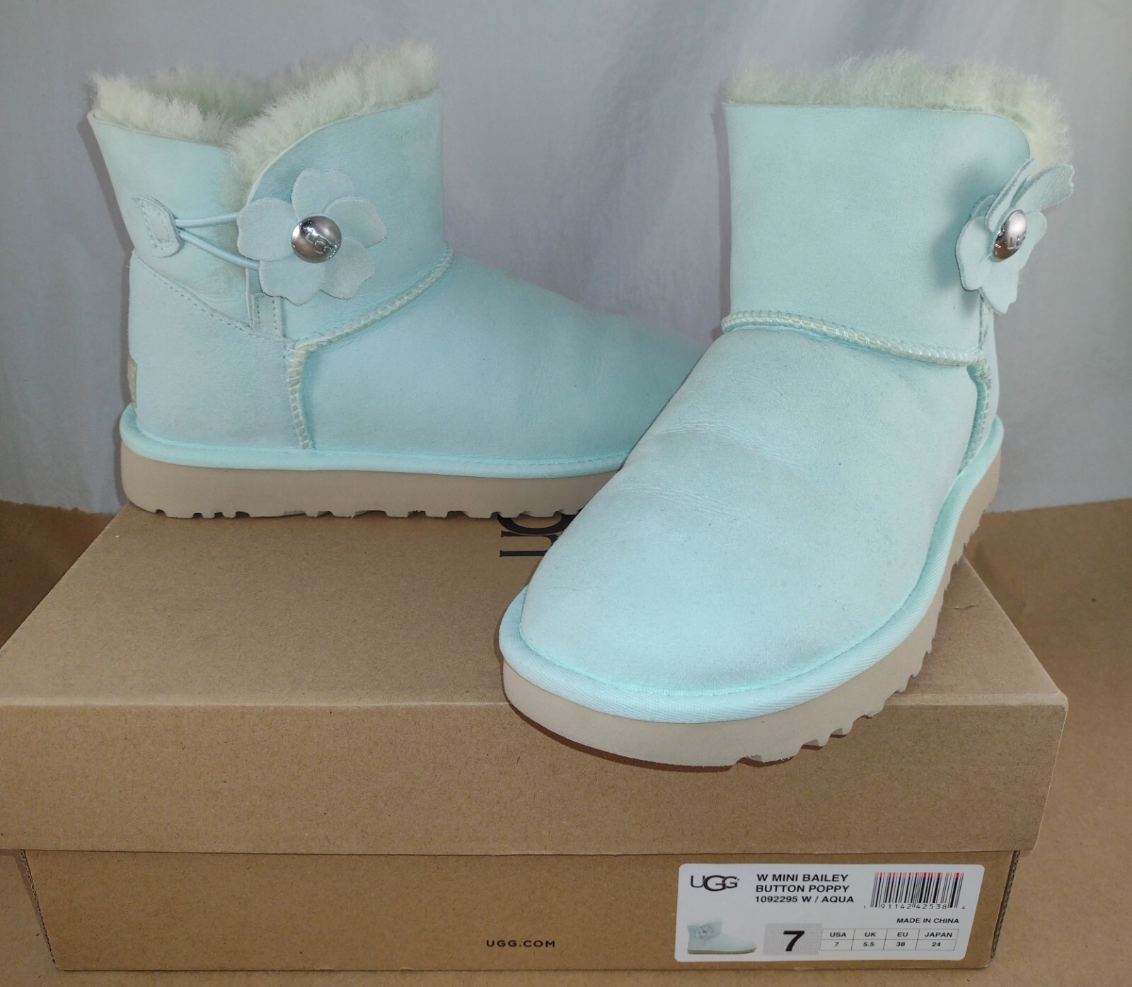 UGG MINI BAILEY BUTTON POPPY BOOTS Womens Sz 7 BOOTIE… - Gem