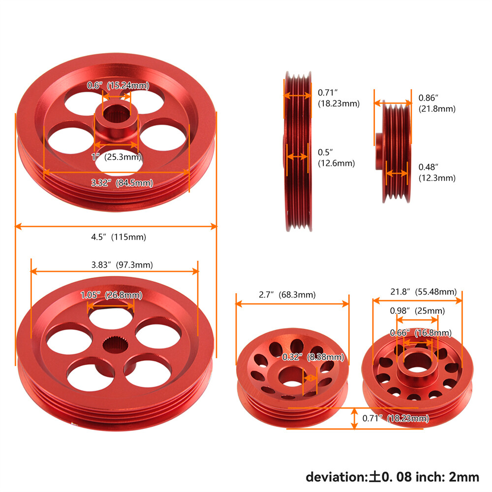 2Pcs lternator Pulley Kits For Honda Civic Integra DC B16a B16b B18c EG ...