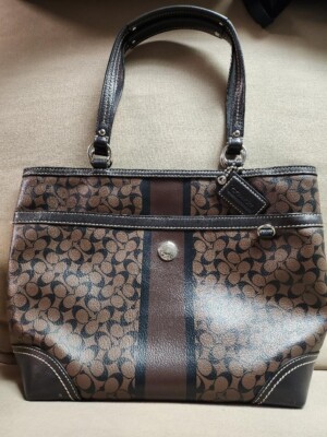 Coach Chelsea Heritage Signature Tote Bag Purse Brown H1077-F15137 | eBay