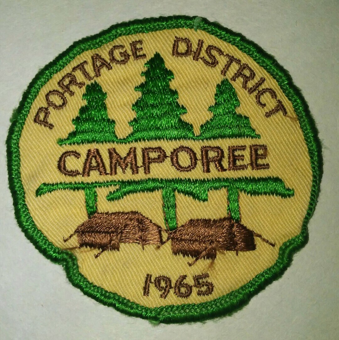 BSA 1965 Portage District Camporee Patch Boy Scouts Tents Pine Trees ...