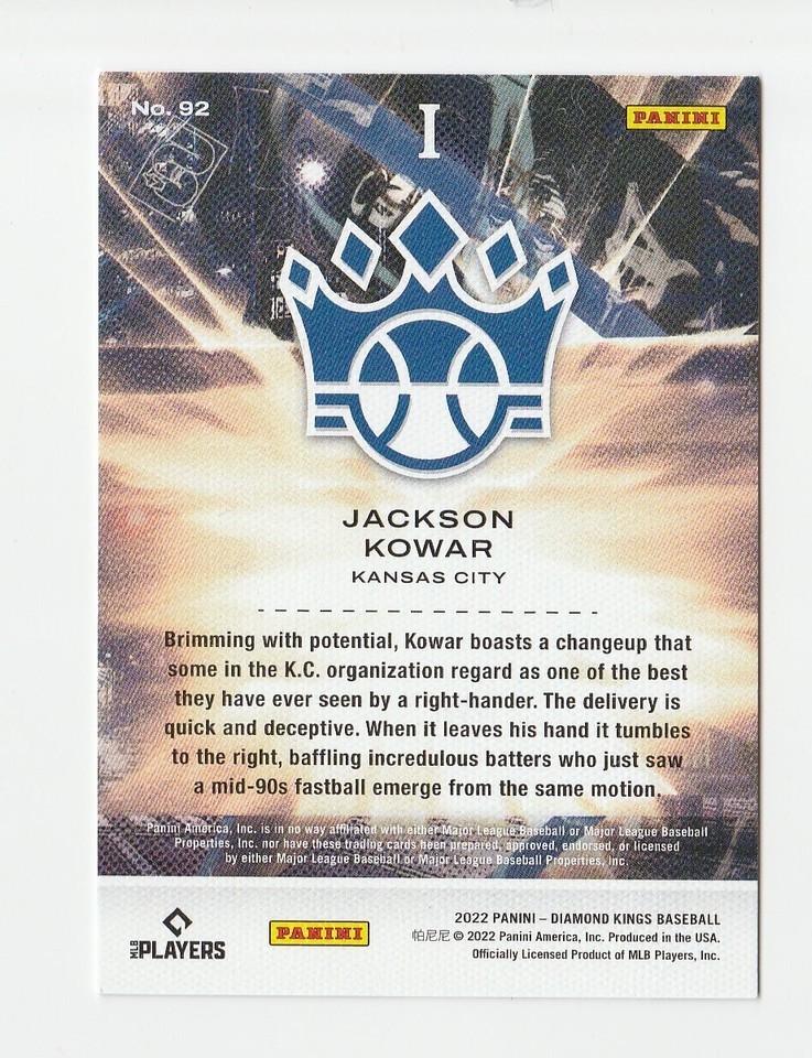 JACKSON KOWAR RC 2022 Diamond Kings KANSAS CITY ROYALS Baseball Rookie ...