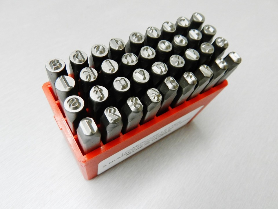 Metal Marking Stamps Alphabet & Numbers Hand Punches 4mm Lower Case 36 ...