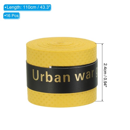 16Pcs Tennis Racket Grip Tape PU 43.3" Round Groove Non-Slip Absorb ...