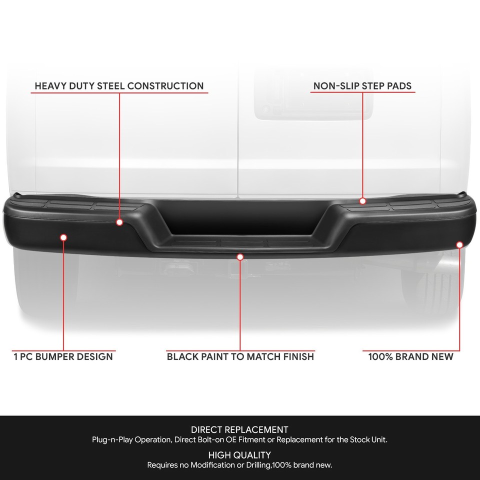 For 96-24 Express Savana 1500 2500 3500 Steel Rear Step Bumper Assembly ...
