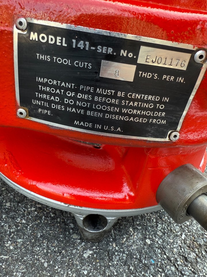 Ridgid 141 Pipe Threader 2-1/2"-4" 36620 W/ D844 Drive Bar & Loop ...
