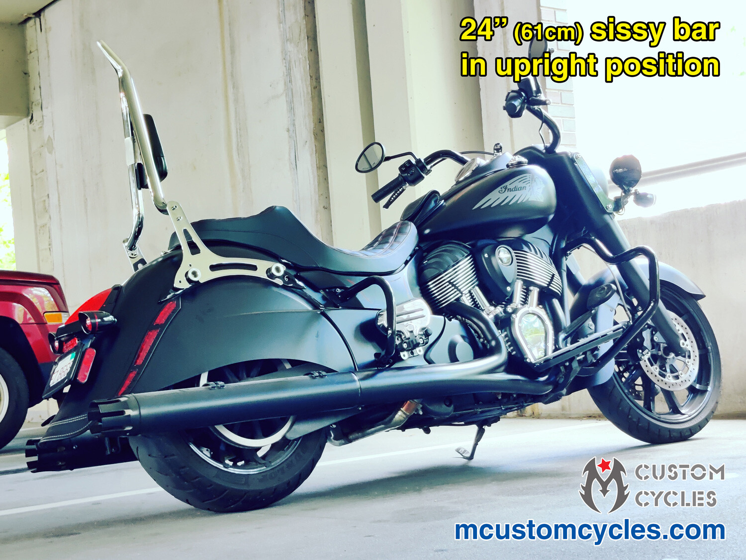 24" Sissy Bar Passenger Backrest for Indian Springfield, Indian Chief ...