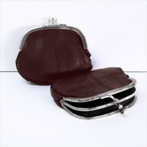 Genuine Leather Women's Coin Purse Double Frame Change Holder Color ...