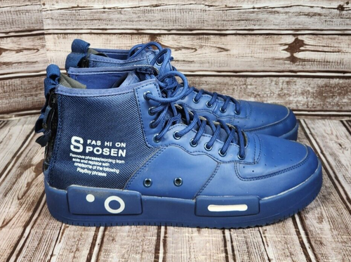 AHICO Fashion Sneakers Men's 14 EUR 47 High Top Blue Lace Up Back ...