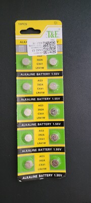 10 pcs AG3 LR41W 392A CX41 Alkaline Battery 1.55V | eBay